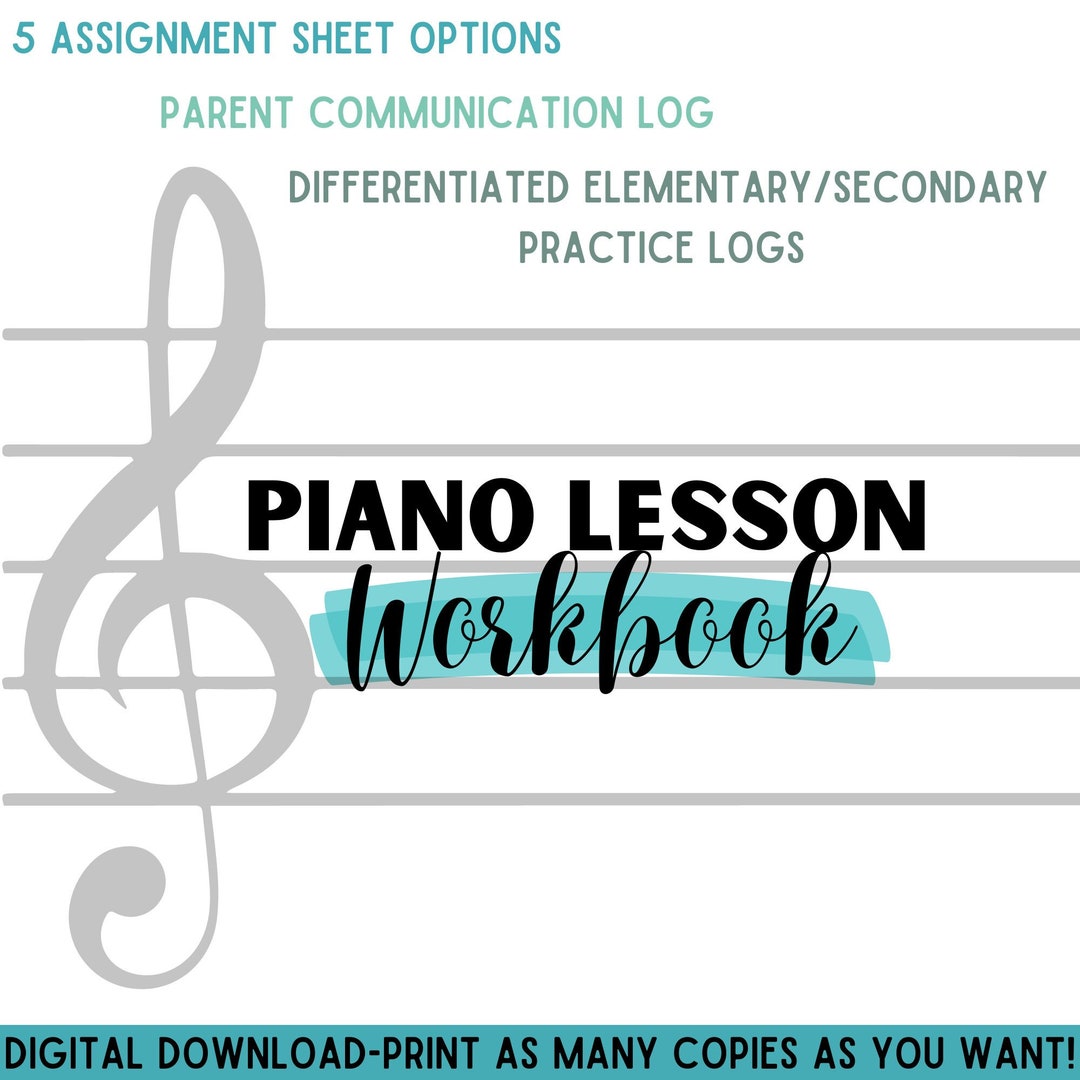 Piano Lesson Workbook - Etsy