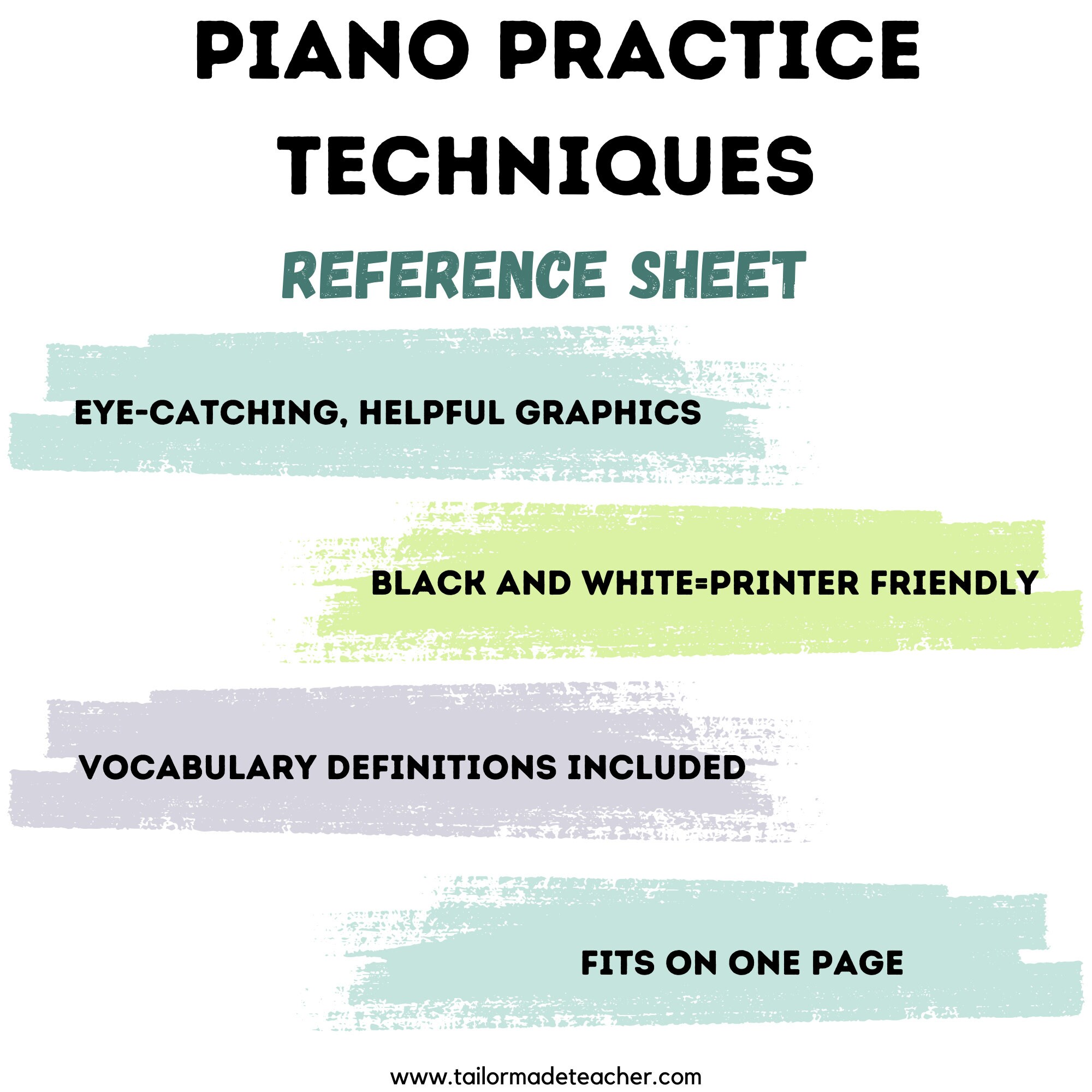 Piano Reference Sheet: Practice Techniques - Etsy