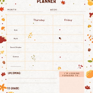 Fall Lesson Plan Template + Weekly Planner - Etsy