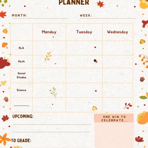 Fall Lesson Plan Template + Weekly Planner - Etsy