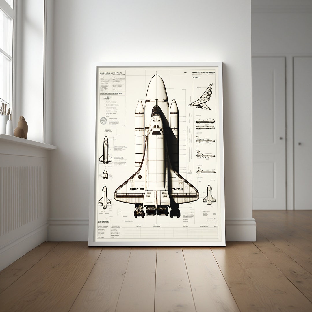Diagrammatic Sketch of a Shuttle, Fantasy Poster, Bedroom, Living Room ...