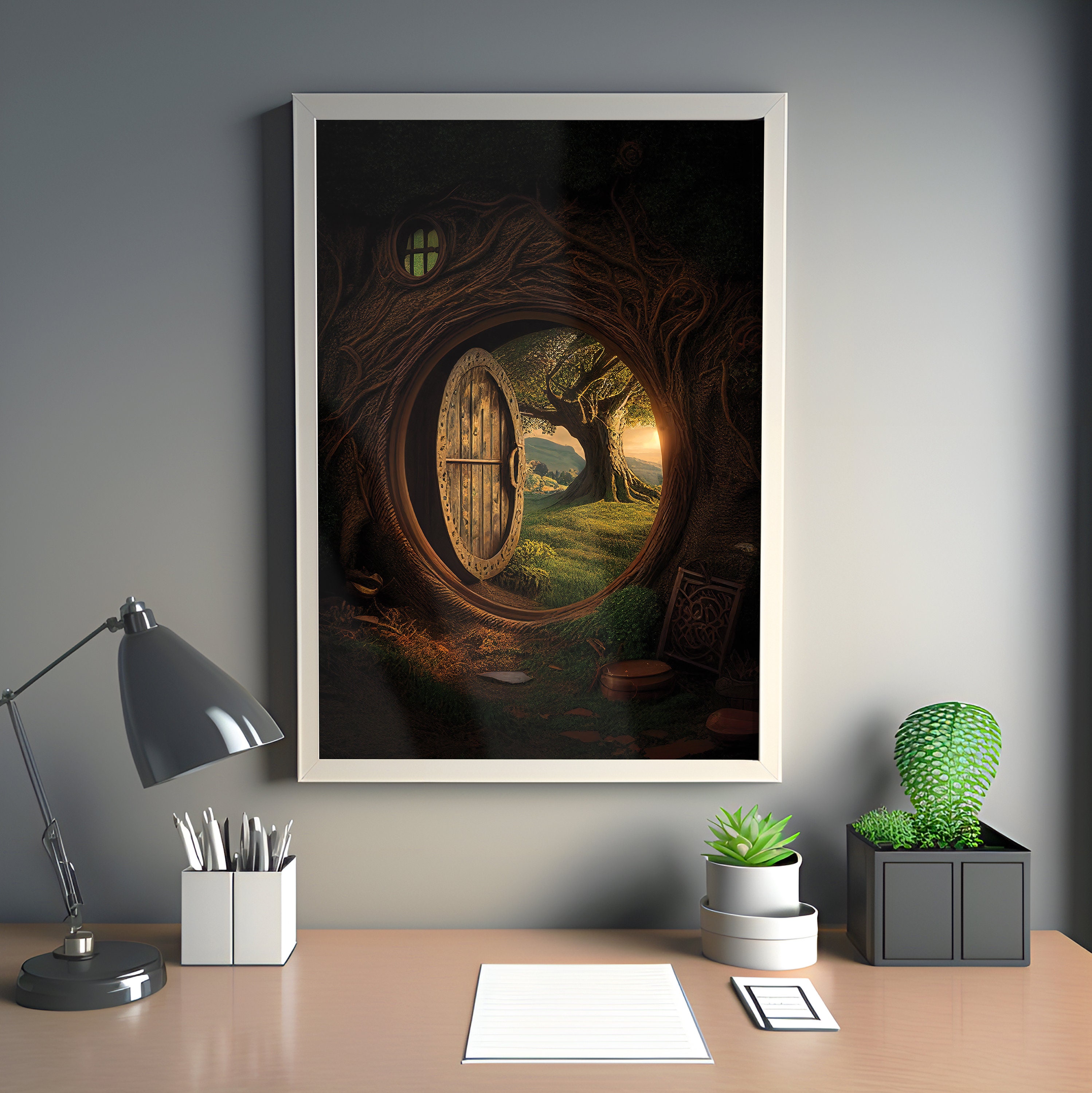 Hobbit Hole, Fantasy Poster, Bedroom, Living Room, Abstract Wall Art ...