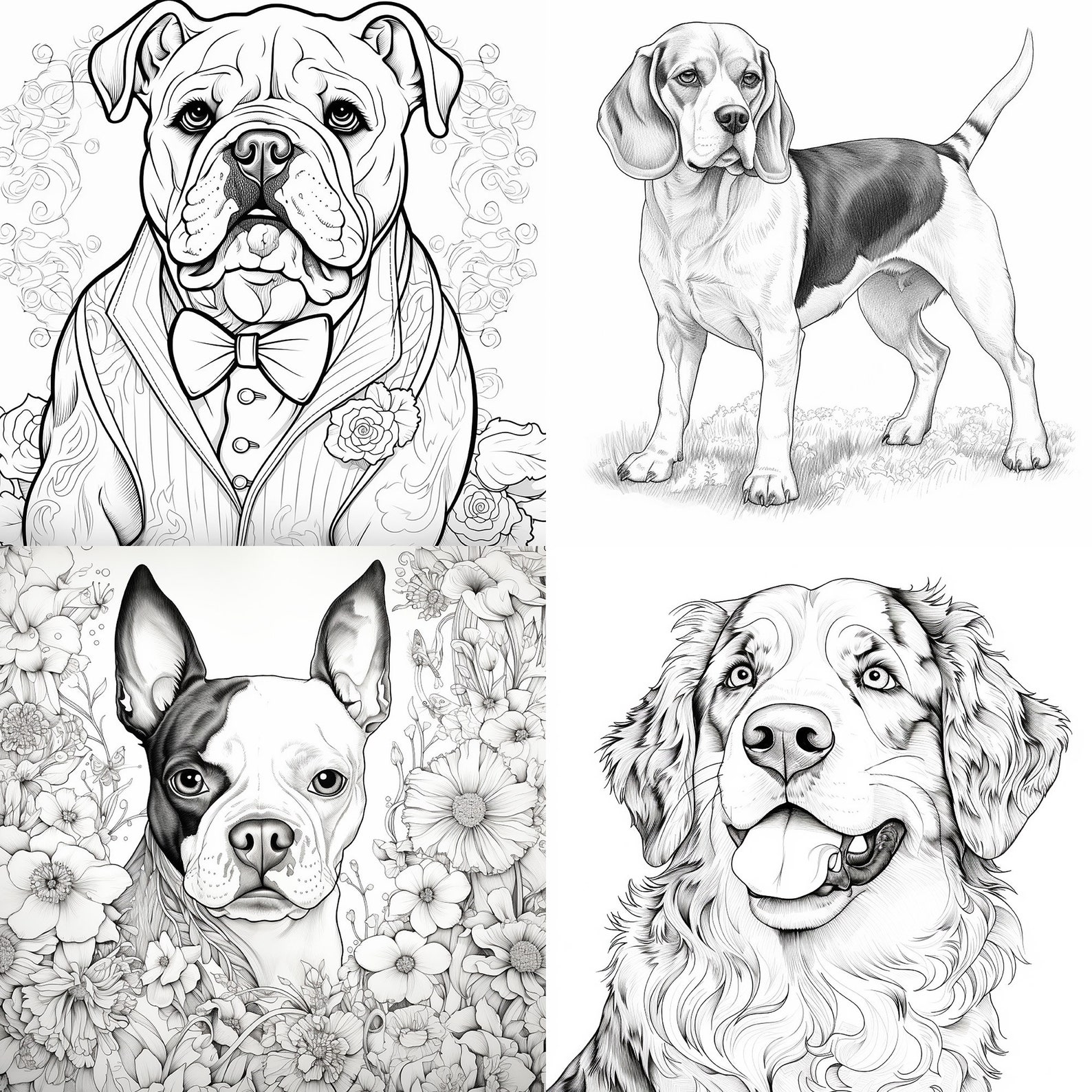 Dog Coloring Book, 30 Coloring Pages - Etsy