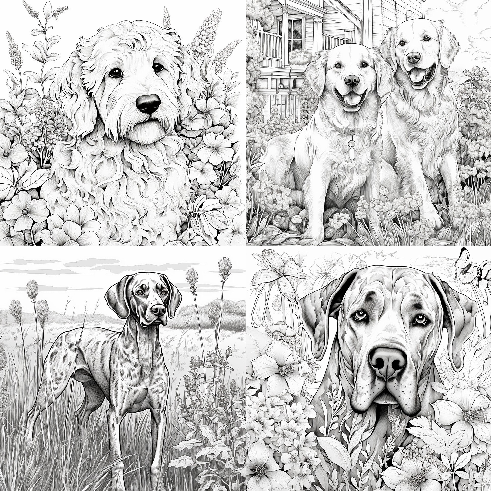 Dog Coloring Book, 30 Coloring Pages - Etsy