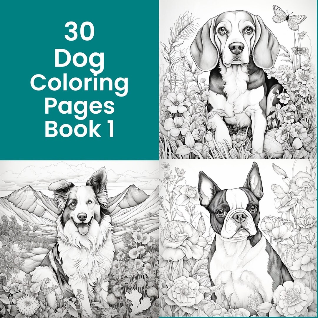 Dog Coloring Book, 30 Coloring Pages - Etsy