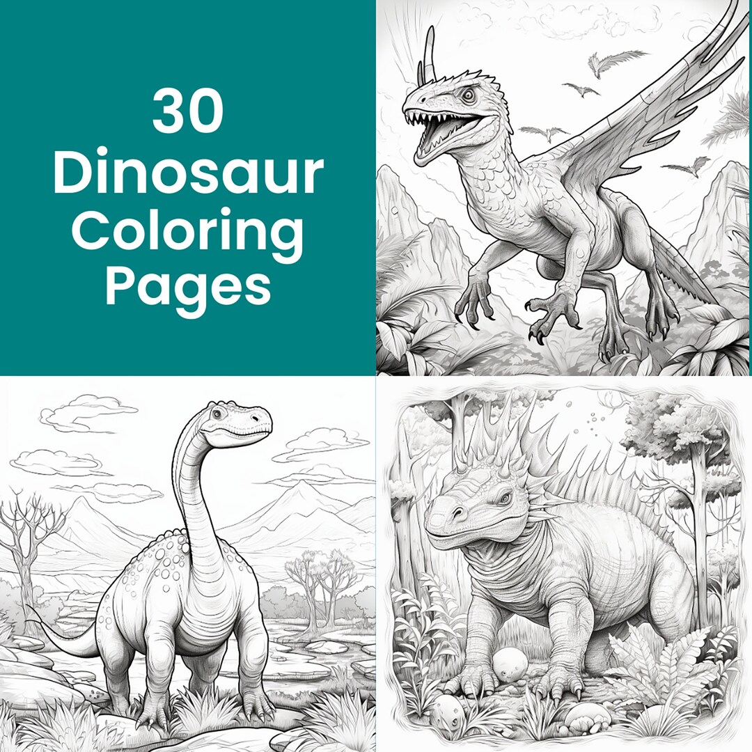 Dinosaur Coloring Book, 30 Coloring Pages - Etsy