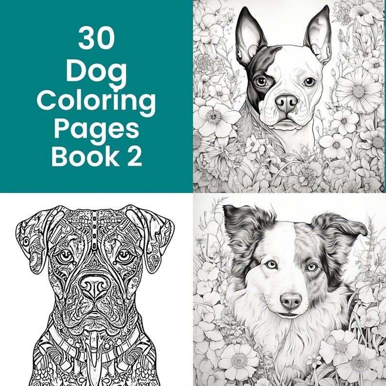 Dog Coloring Book, 30 Coloring Pages - Etsy