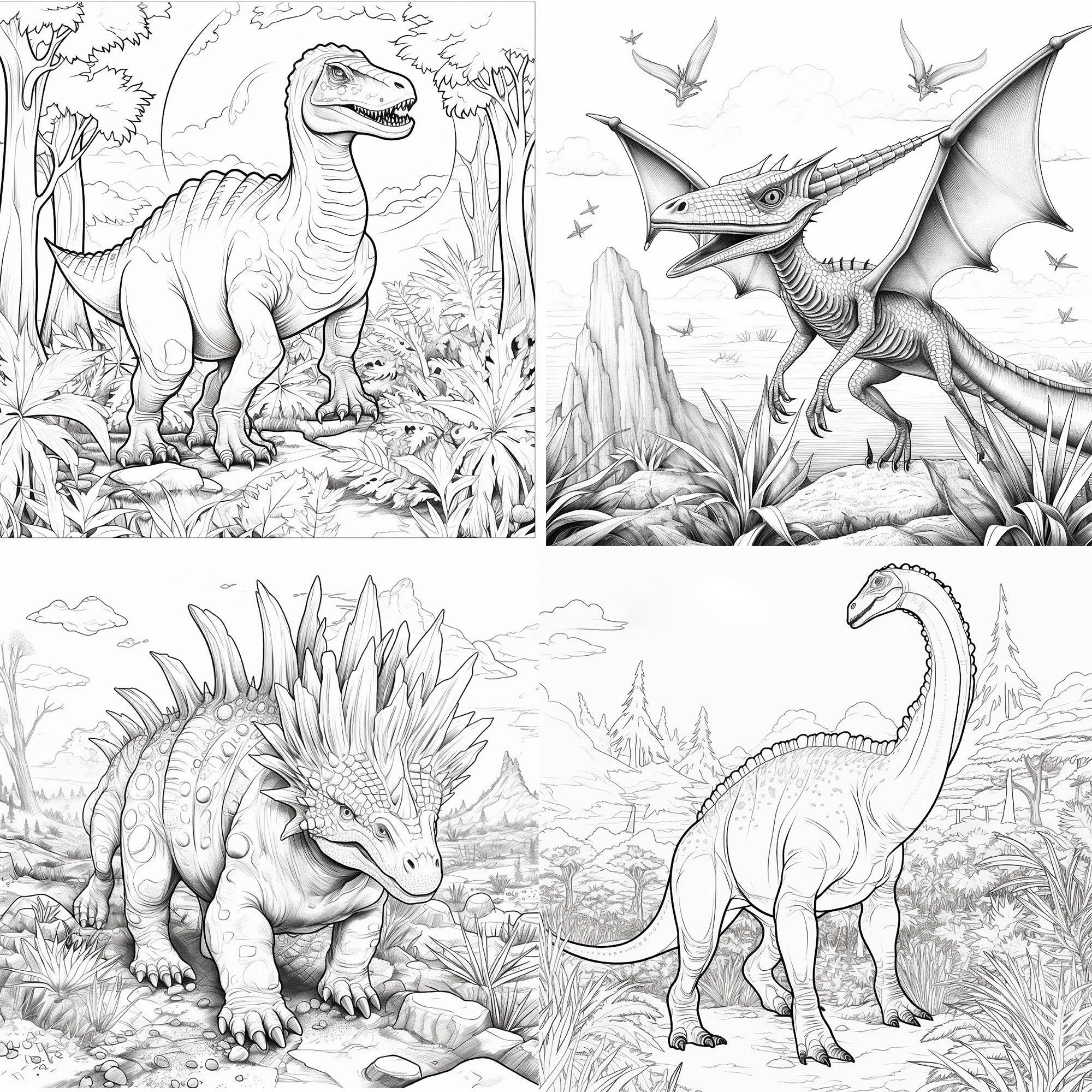 Dinosaur Coloring Book, 30 Coloring Pages - Etsy