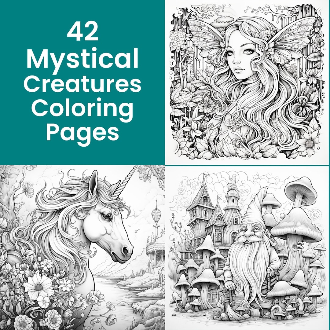 Mystical Creatures and Scenes Coloring Book, 42 Coloring Pages - Etsy
