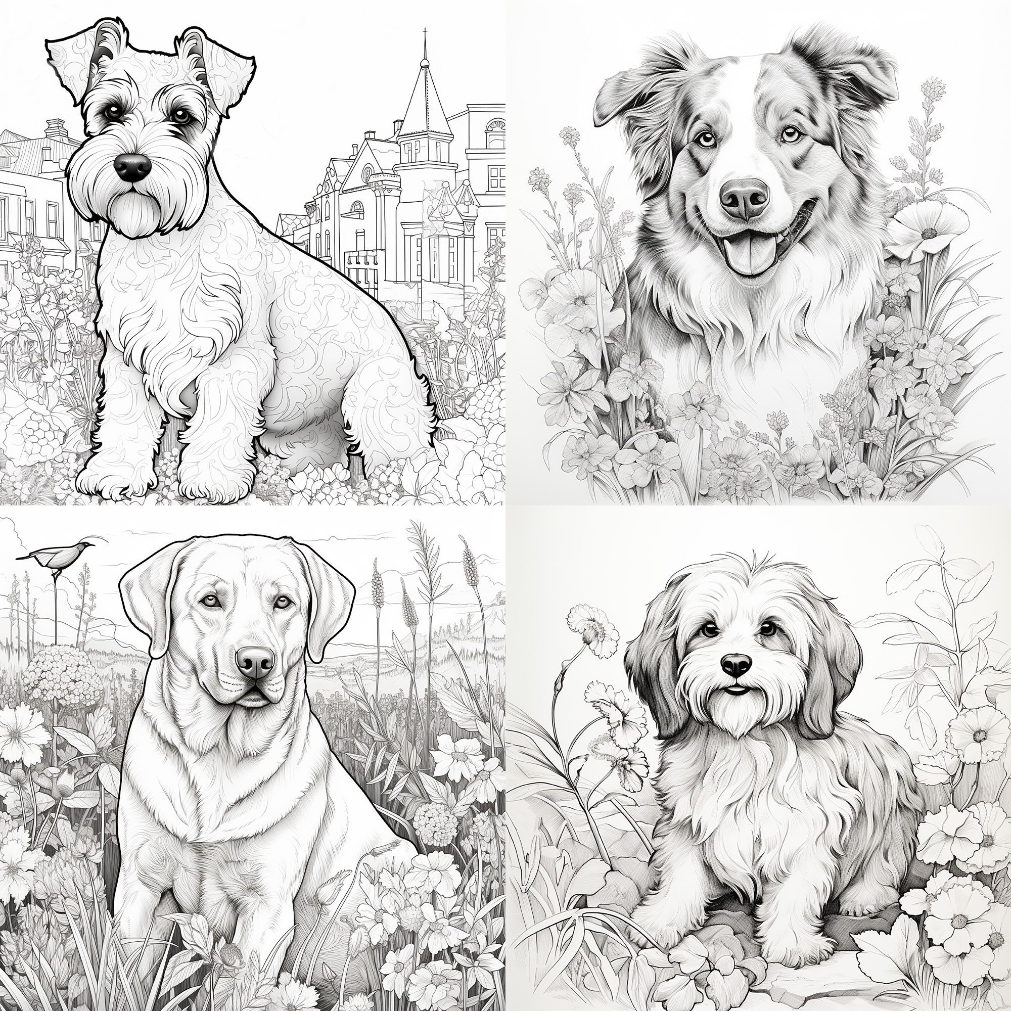 Dog Coloring Book, 30 Coloring Pages - Etsy