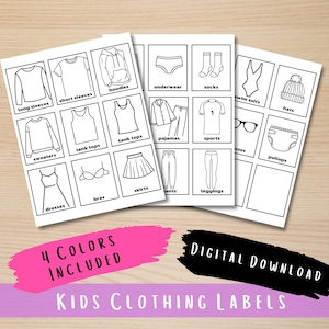 Kids Clothing Labels With Large Pictures, Child Clothes Visual Aid ...