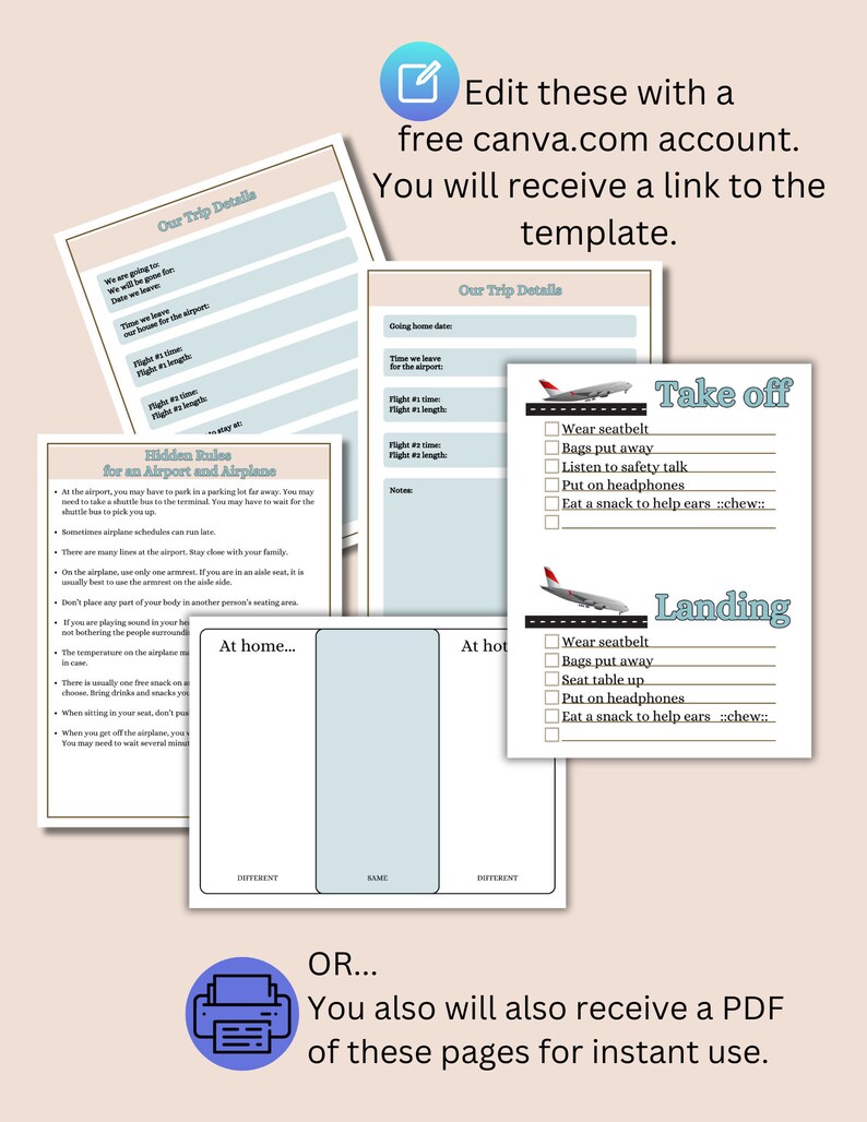 Autism Airport Travel Plan, Airport Social Story, Airplane Steps ...