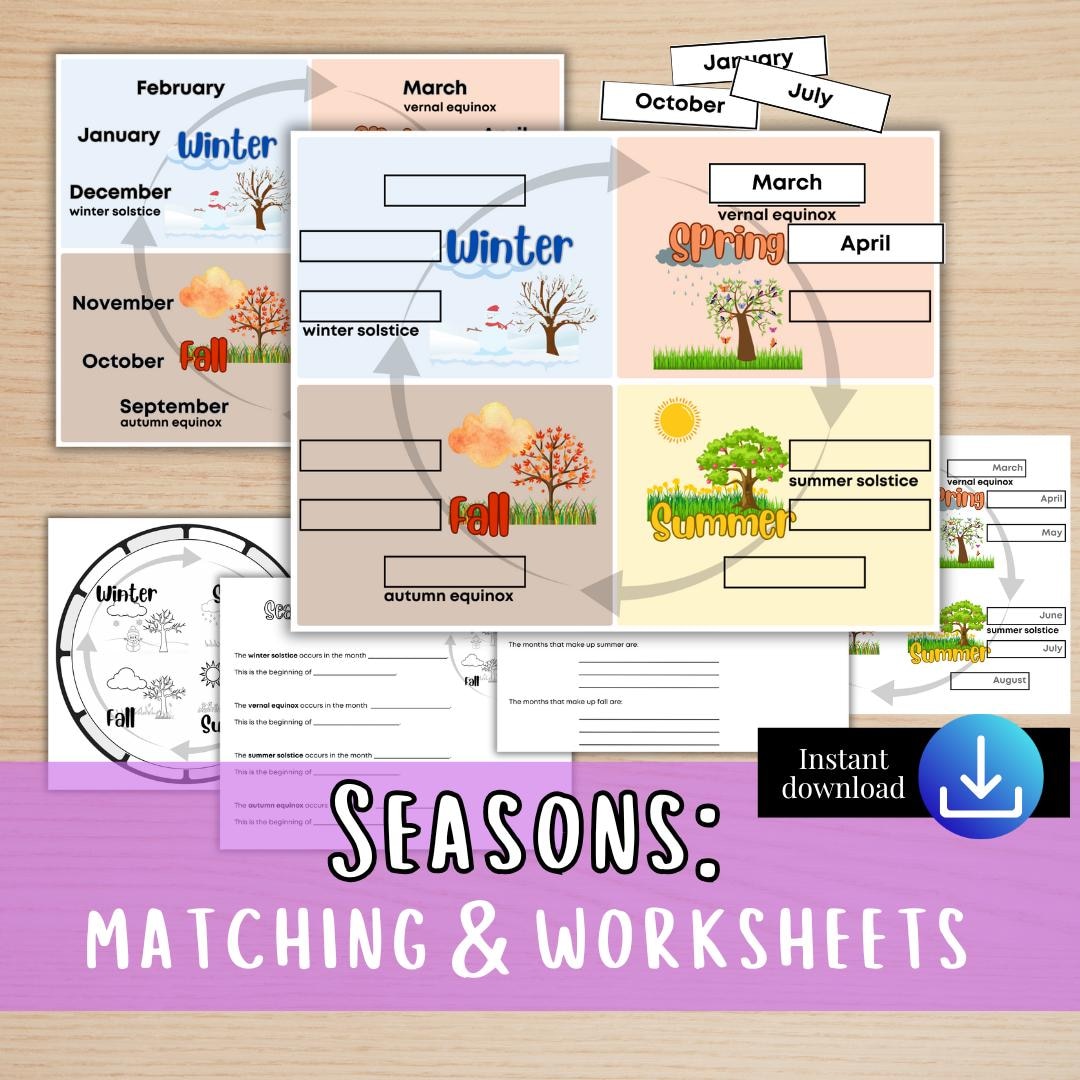 Seasons: Match the Months Worksheets, Writing Months, First Grade ...