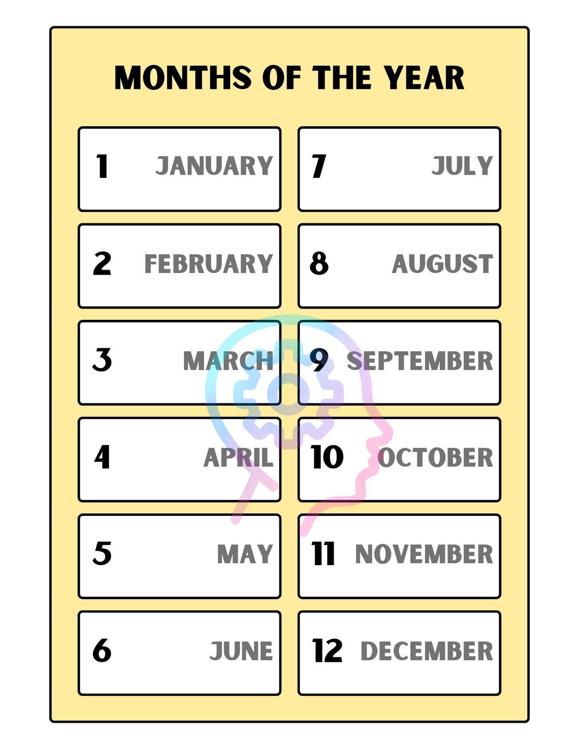 Months of the Year Matching Worksheet Printable, Kindergarten ...