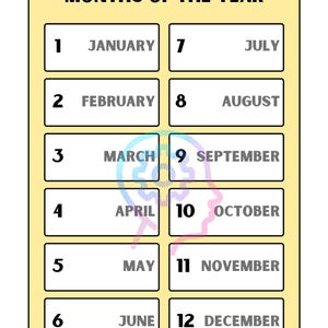 Months of the Year Matching Worksheet Printable, Kindergarten ...