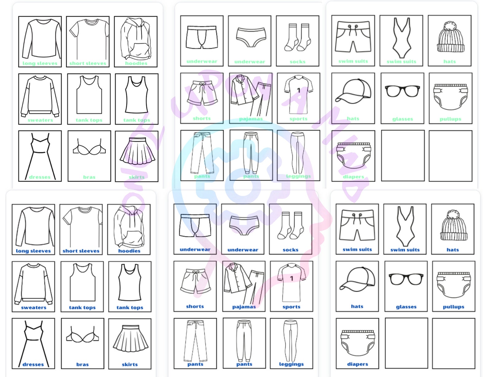 Kids Clothing Labels With Large Pictures, Child Clothes Visual Aid ...