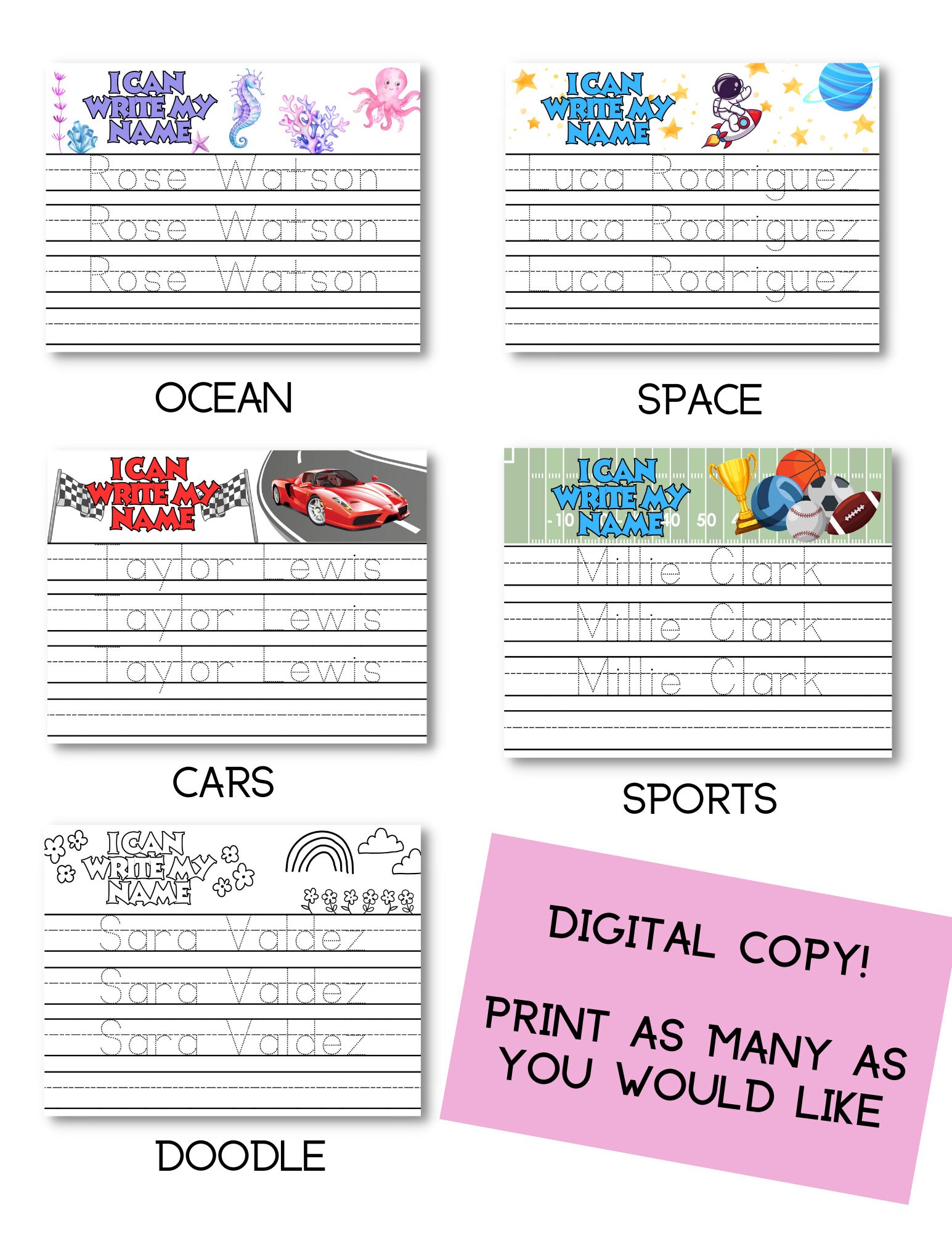 Custom Name Tracing Worksheet, Laminated Name Tracing Sheet, Dry Erase ...