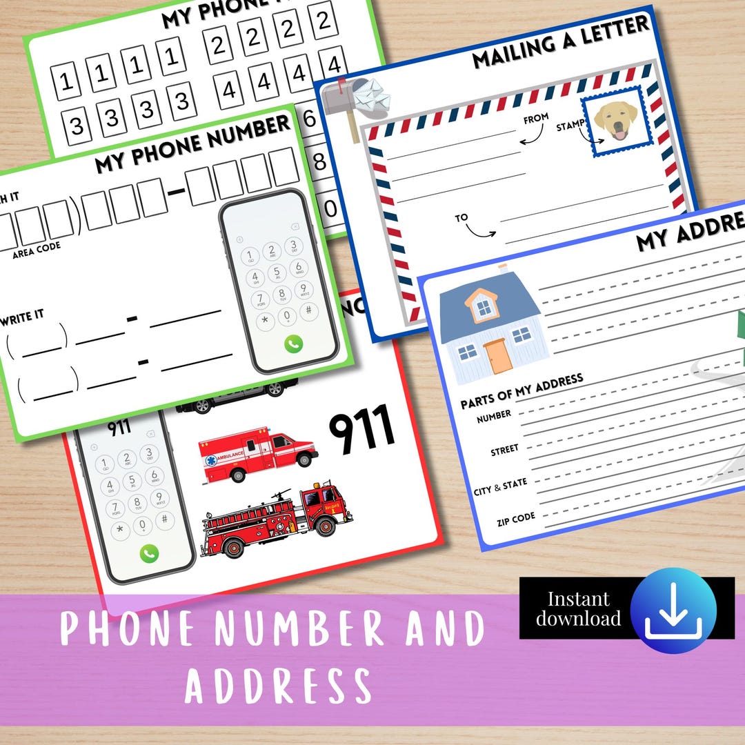 Learning Phone Number, Learning Address Life Skills Bundle, Emergency ...