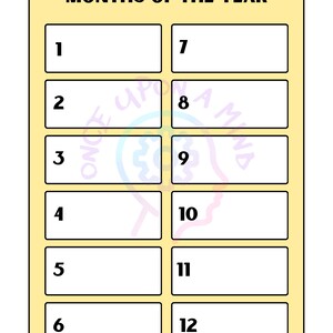 Months of the Year Matching Worksheet Printable, Kindergarten ...