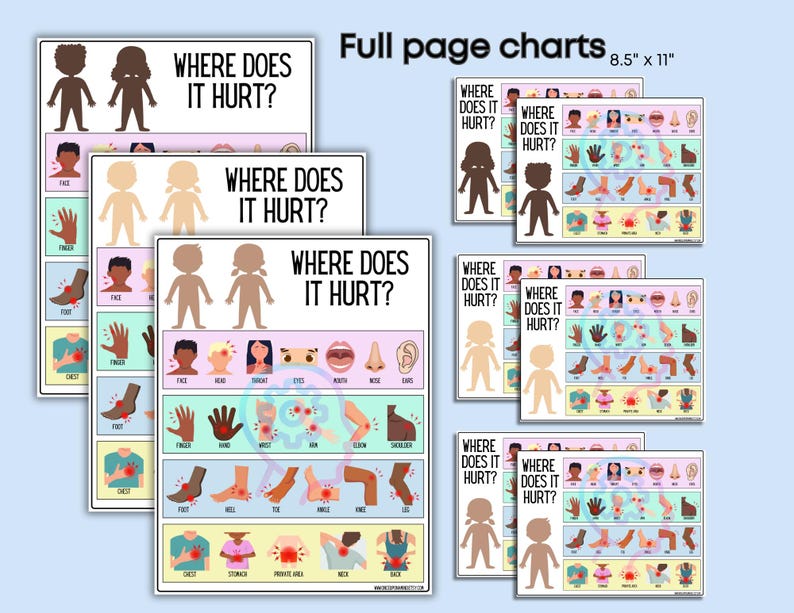 Autism Communication Cards & Chart, I Feel Pain Visual, Special Needs ...