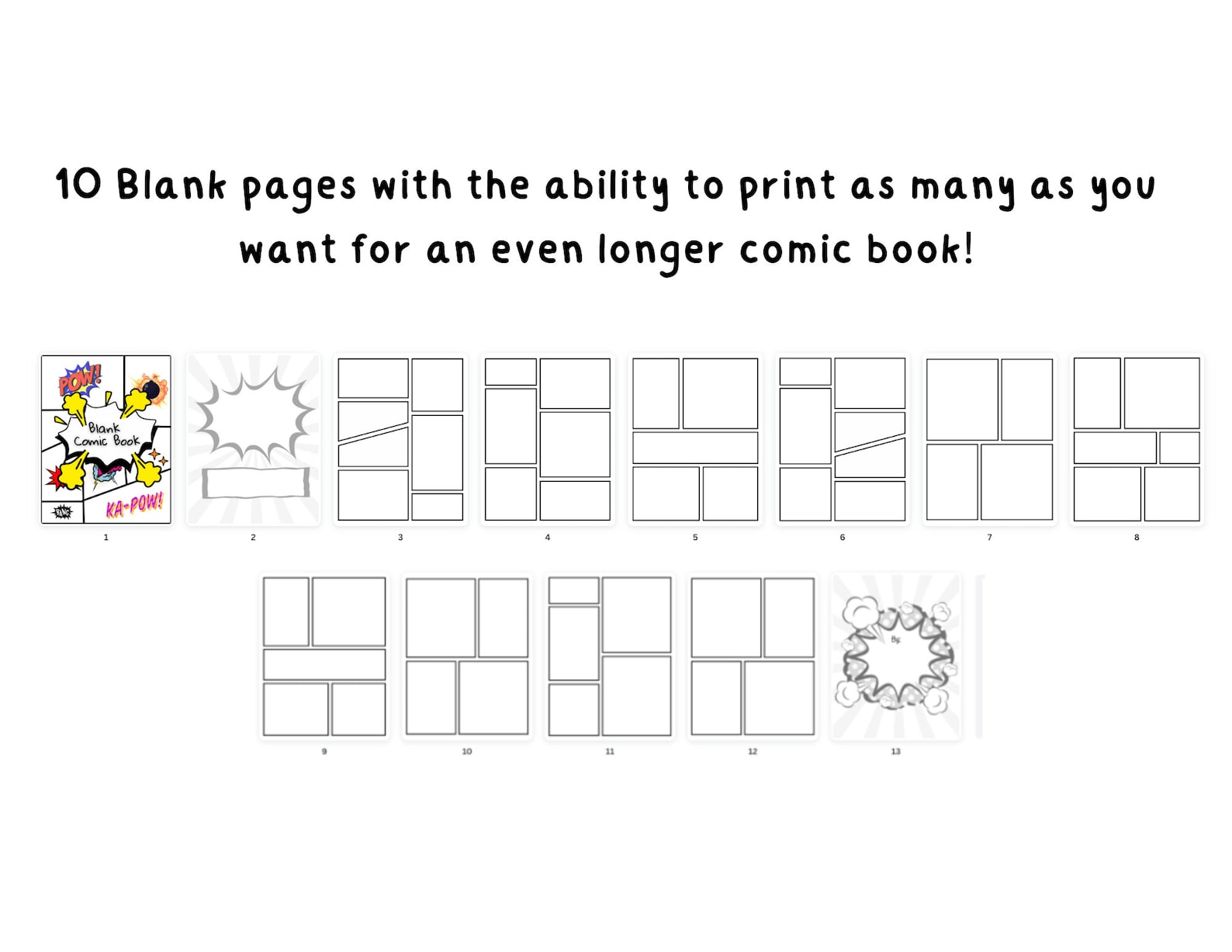 Printable Blank Comic Book Templates: Comic Drawing (digital Download ...
