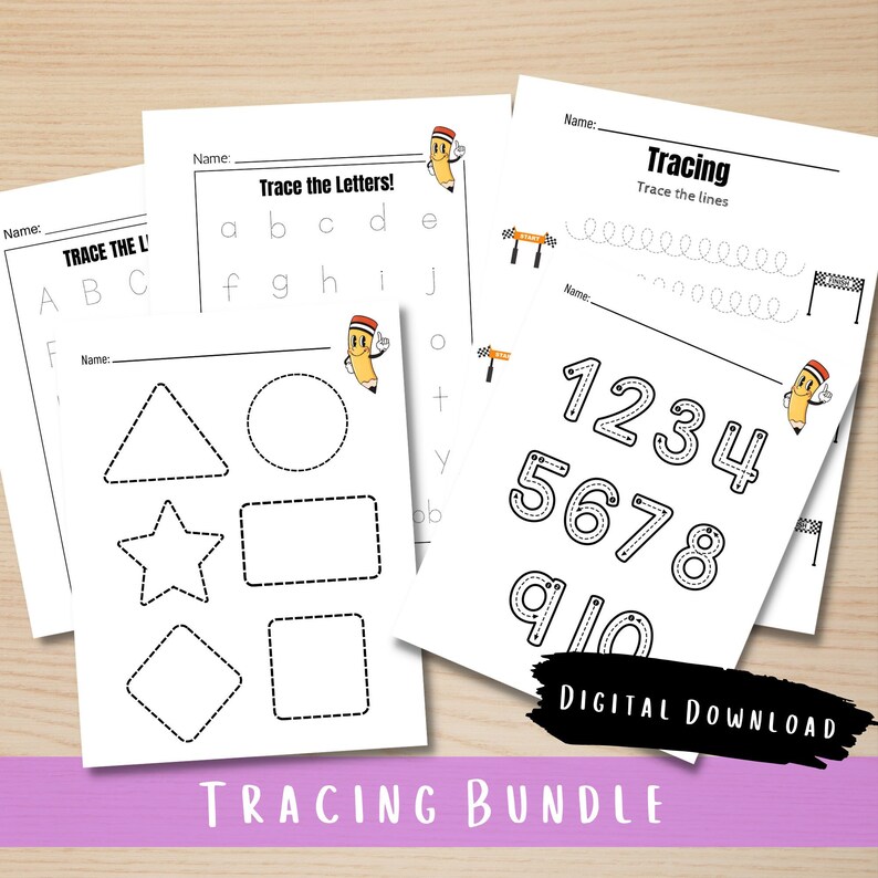 Tracing Bundle for Preschool, numbers, Letters, Shapes, Lines, Fine ...