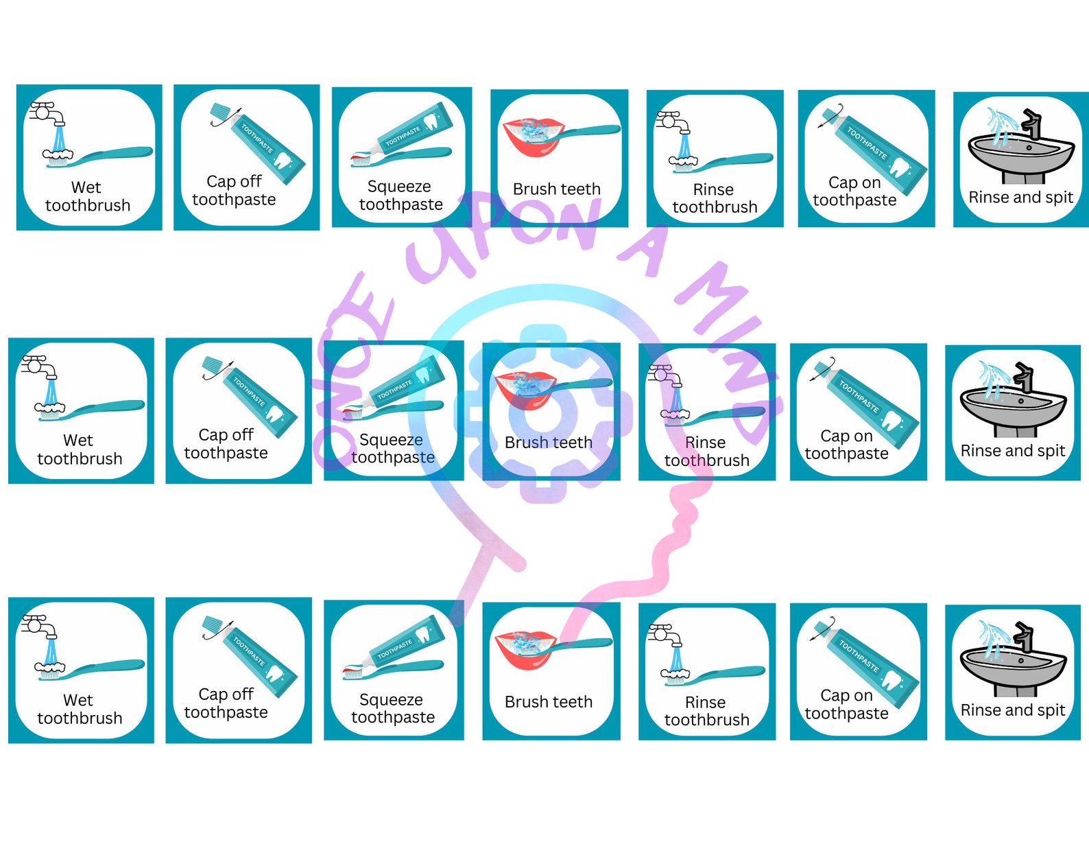 Hand Washing & Toothbrushing Visual Aid, Step by Step Hygiene ...