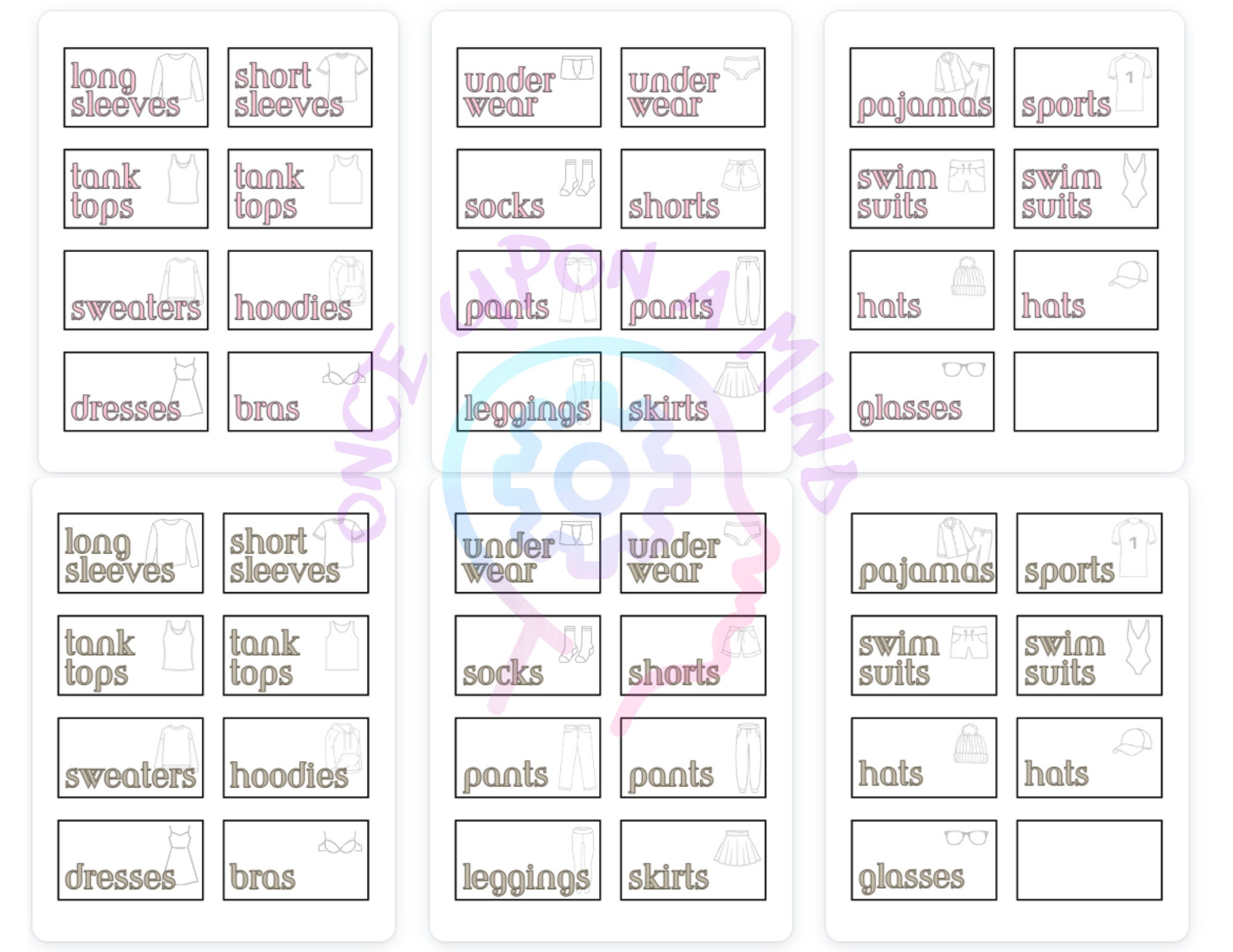 Clothing Labels, Closet Drawer Labels, Dresser Drawer Labels, Printable ...