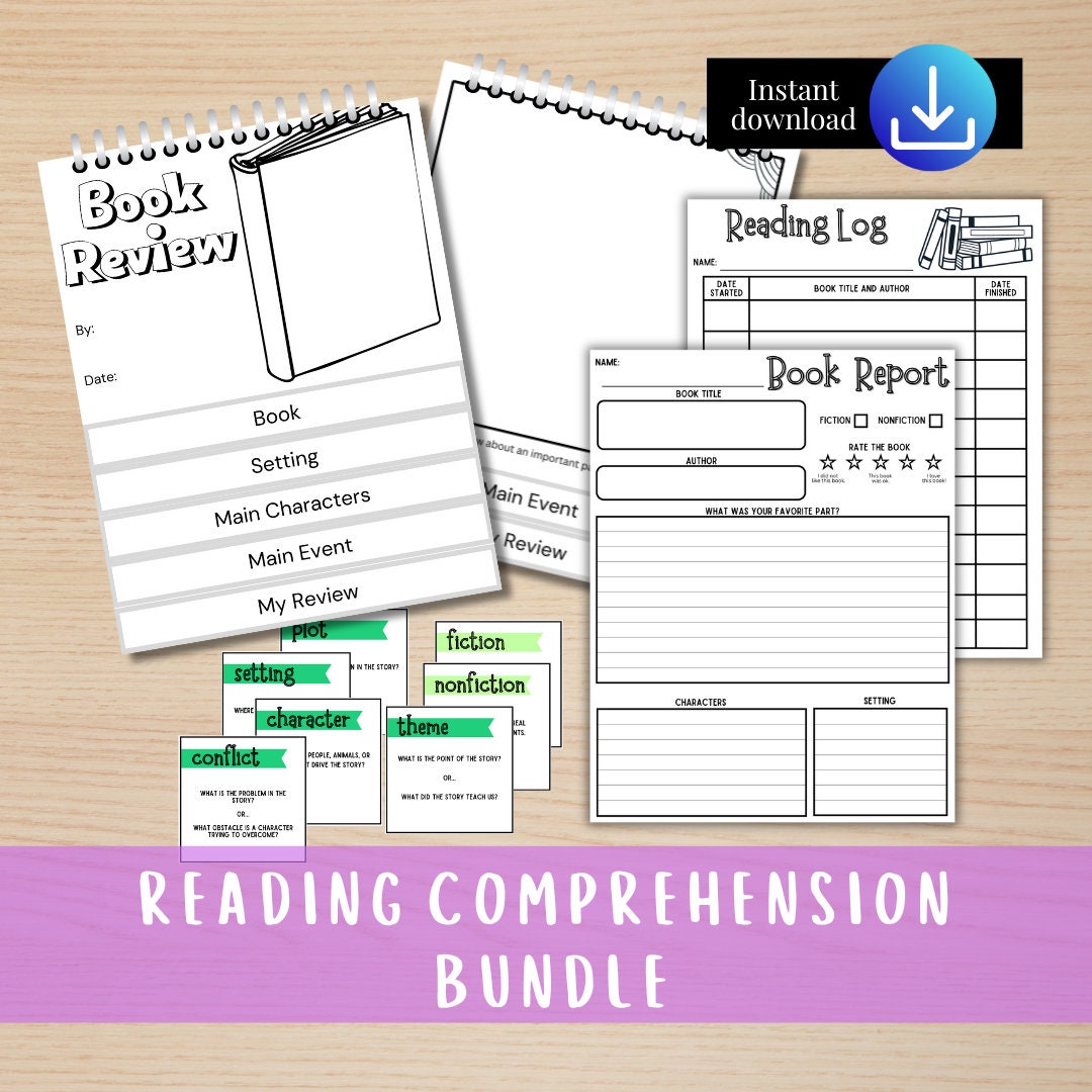 Reading Comprehension Bundle, Reading Log, Homeschool Book Report, Book ...