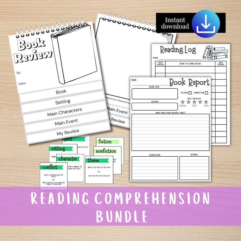 Reading Comprehension Bundle, Reading Log, Homeschool Book Report, Book ...
