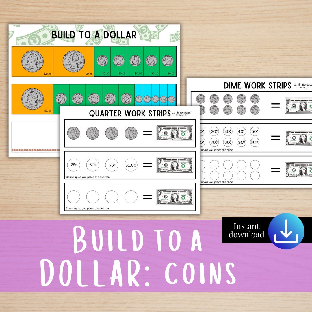Build to a Dollar Advanced Coin Activity, Money Value US Coins ...
