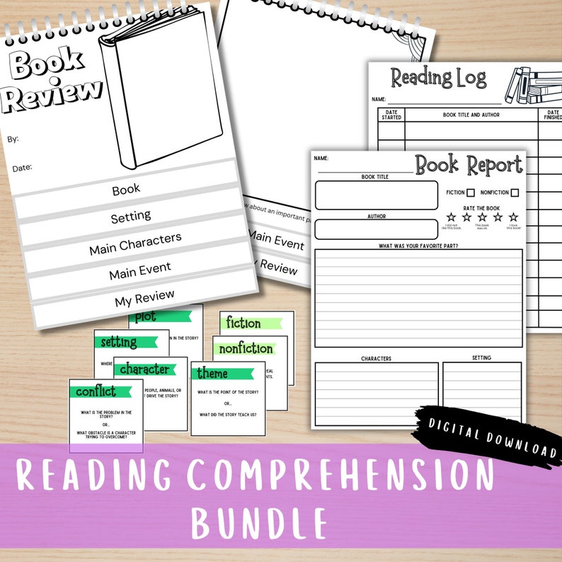 Reading Comprehension Bundle Reading Log Book Report Book - Etsy