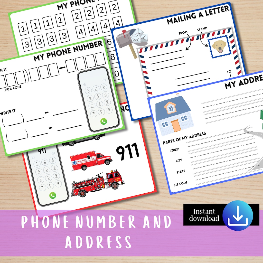 Learning Phone Number, Learning Address Life Skills Bundle, Laminated ...