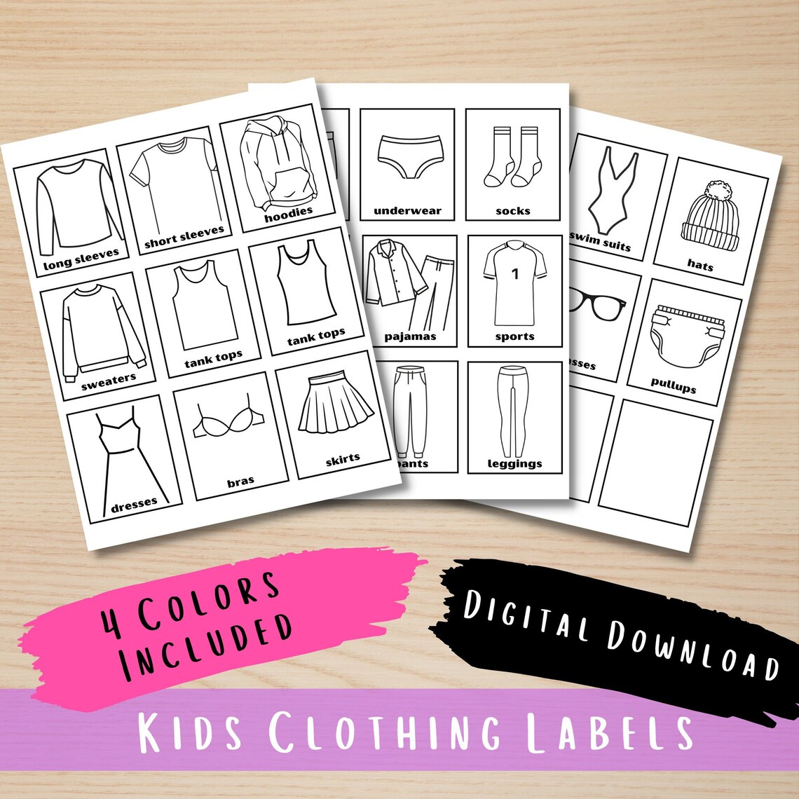 Kids Clothing Labels With Large Pictures, Child Clothes Visual Aid ...