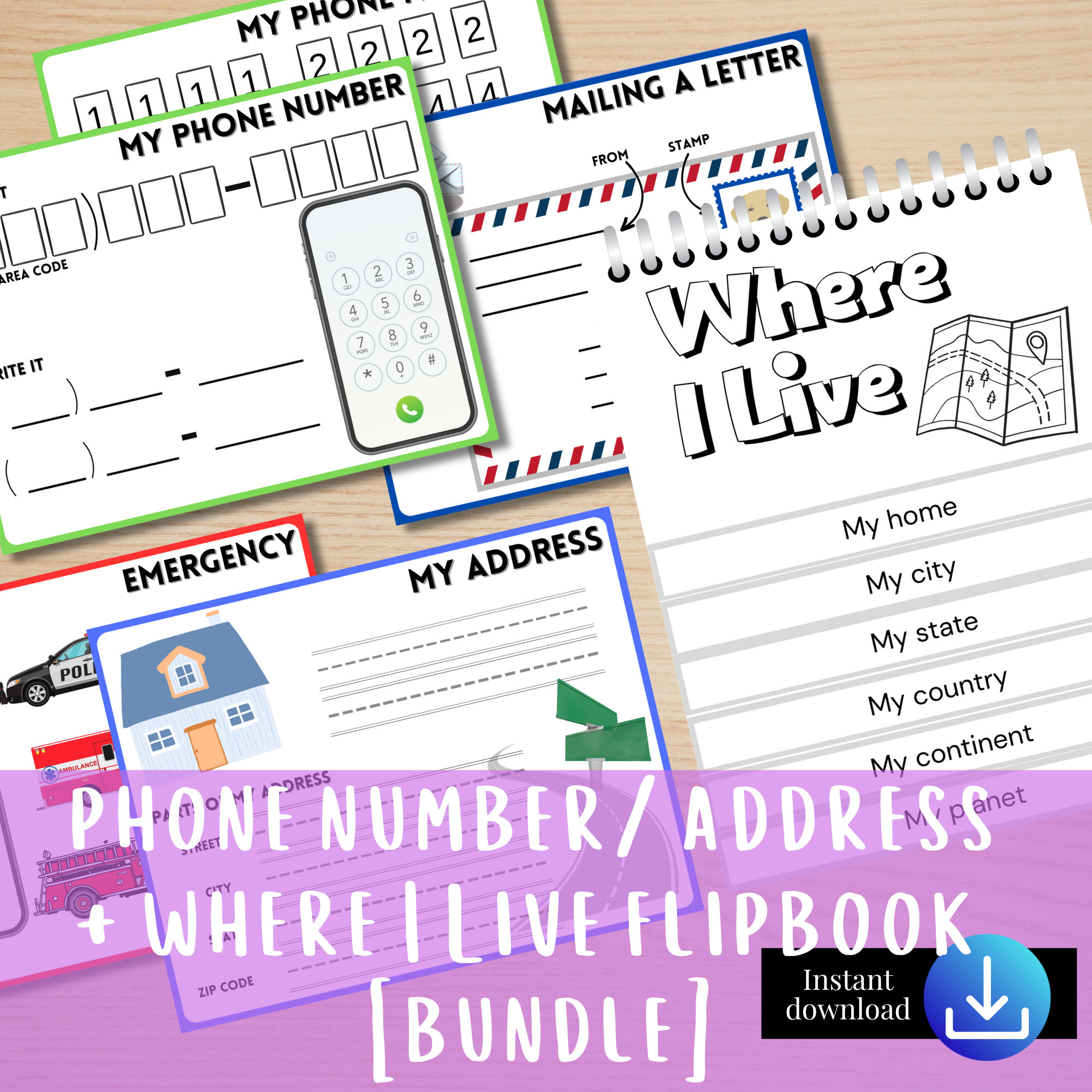 Where I Live, Homeschool Geography, Learn My Phone Number Laminated ...