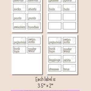 Clothing Labels, Closet Drawer Labels, Dresser Drawer Labels, Printable ...