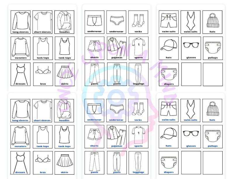 Kids Clothing Labels With Large Pictures, Child Clothes Visual Aid ...