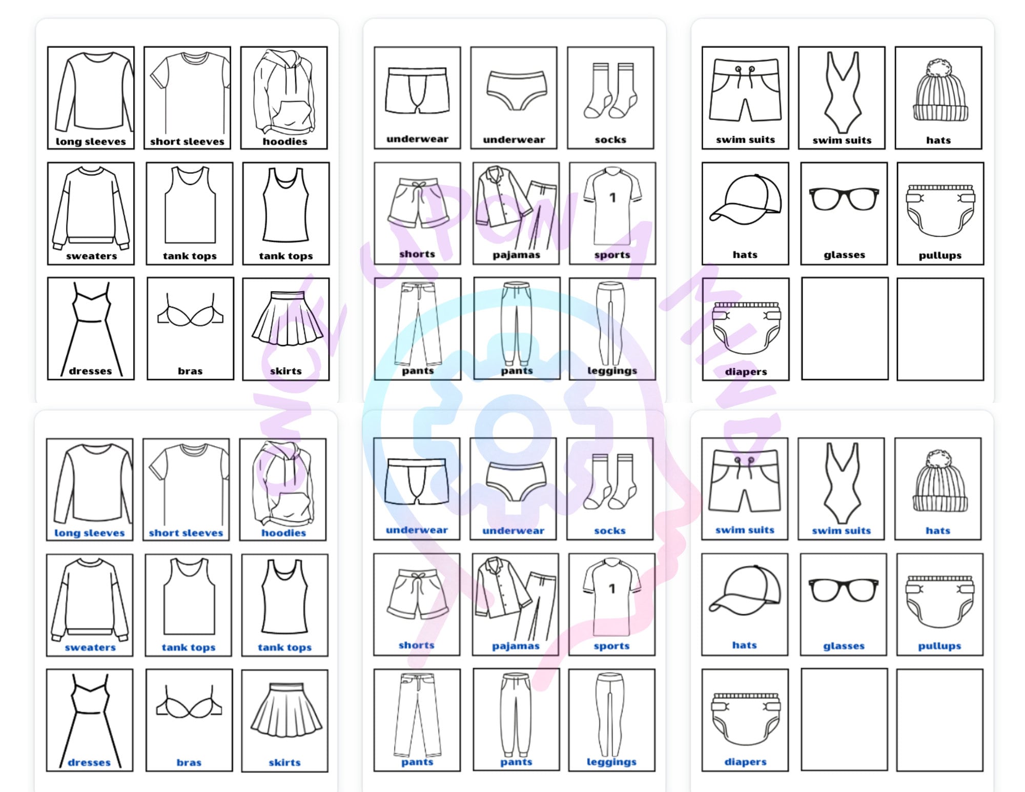 Kids Clothing Labels With Large Pictures, Child Clothes Visual Aid ...