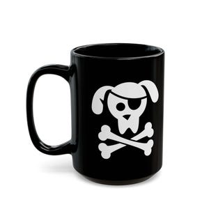 Mug, Cute Dog Jolly Roger Illustration, Pirate Animal Cup, Kawaii Black ...