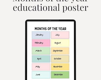 Months of the Year Rainbow Poster, Homeschool Decor (digital Download ...
