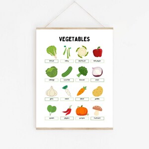 Vegetable Poster, Educational Wall Art, Back to School, Homeschool ...