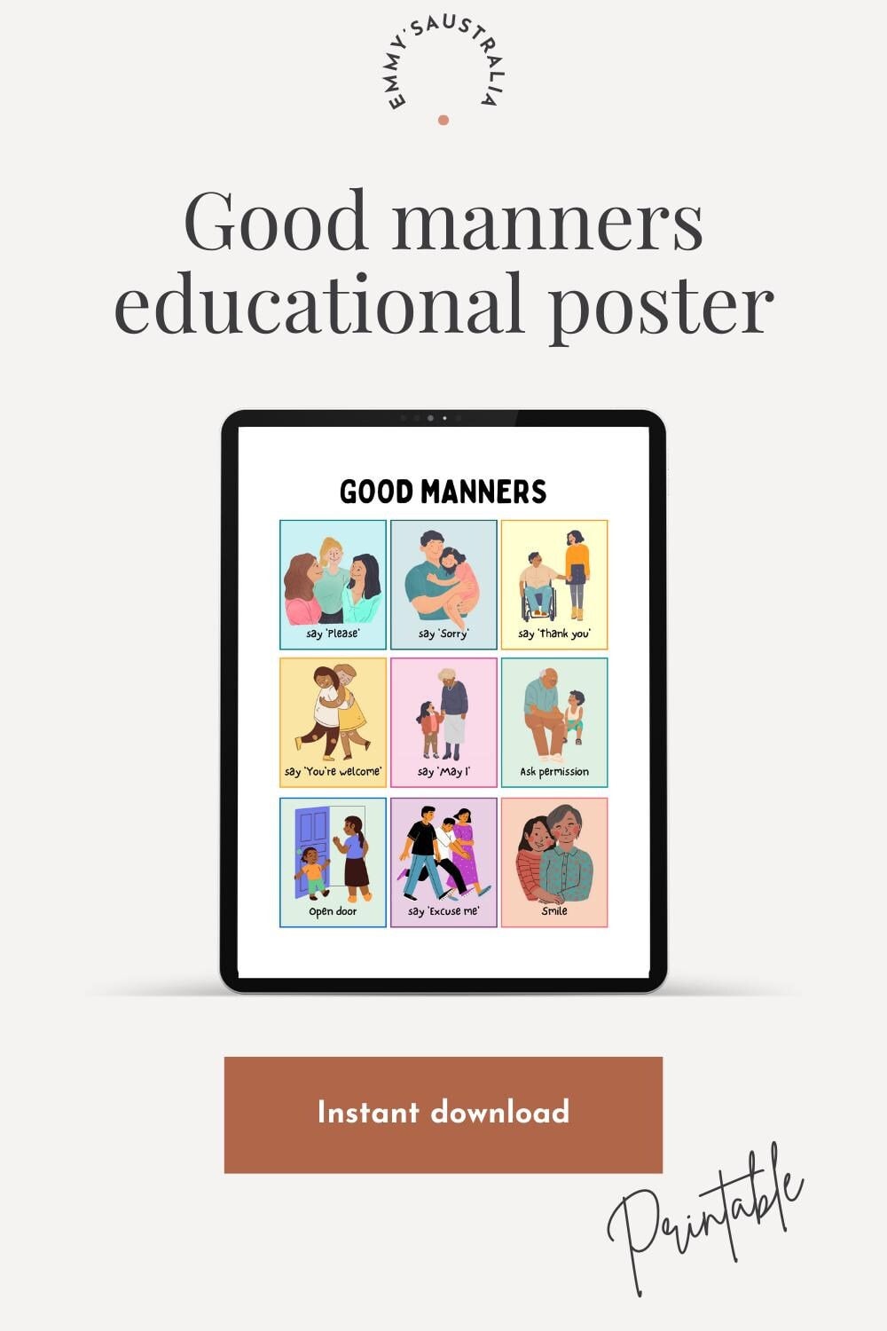 Good Manners Poster, Educational Wall Art, Back to School, Homeschool ...