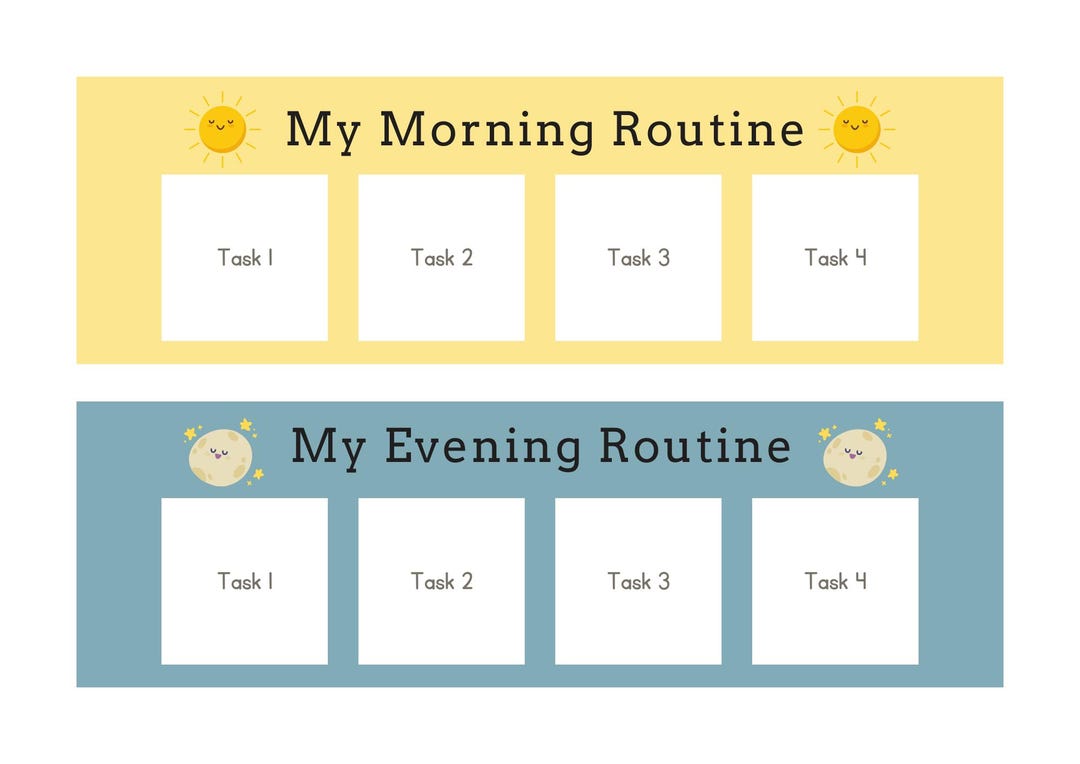 Morning & Evening Routine Chart for Kids | Printable Chore Chart ...