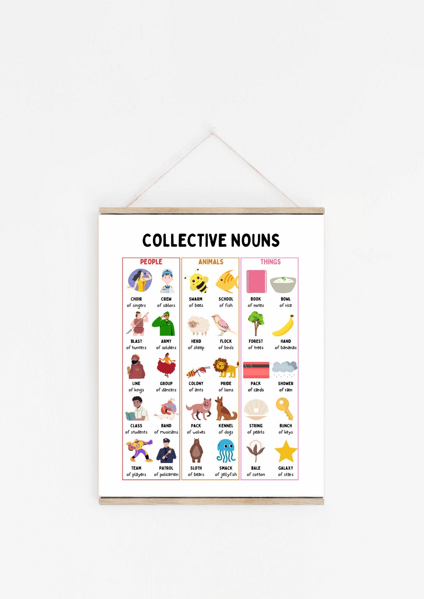 Collective Noun Poster, Educational Wall Art, Back to School ...