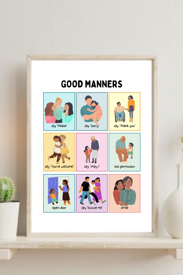 Good Manners Poster, Educational Wall Art, Back to School, Homeschool ...