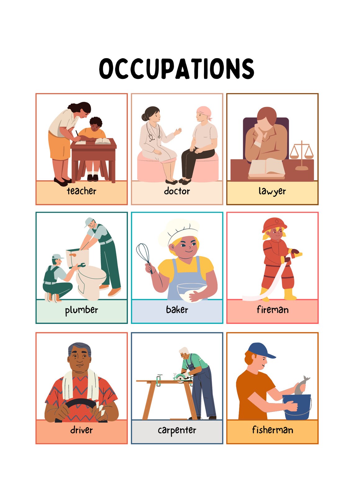 Occupations Poster, Educational Wall Art, Back to School, Homeschool ...