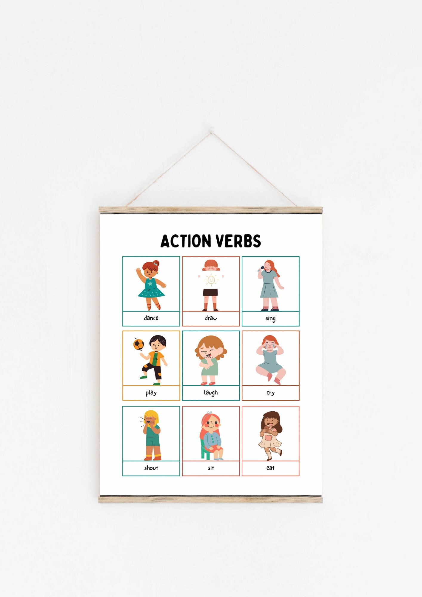 Action VERBS Poster, Educational Wall Art, Back to School, Homeschool ...