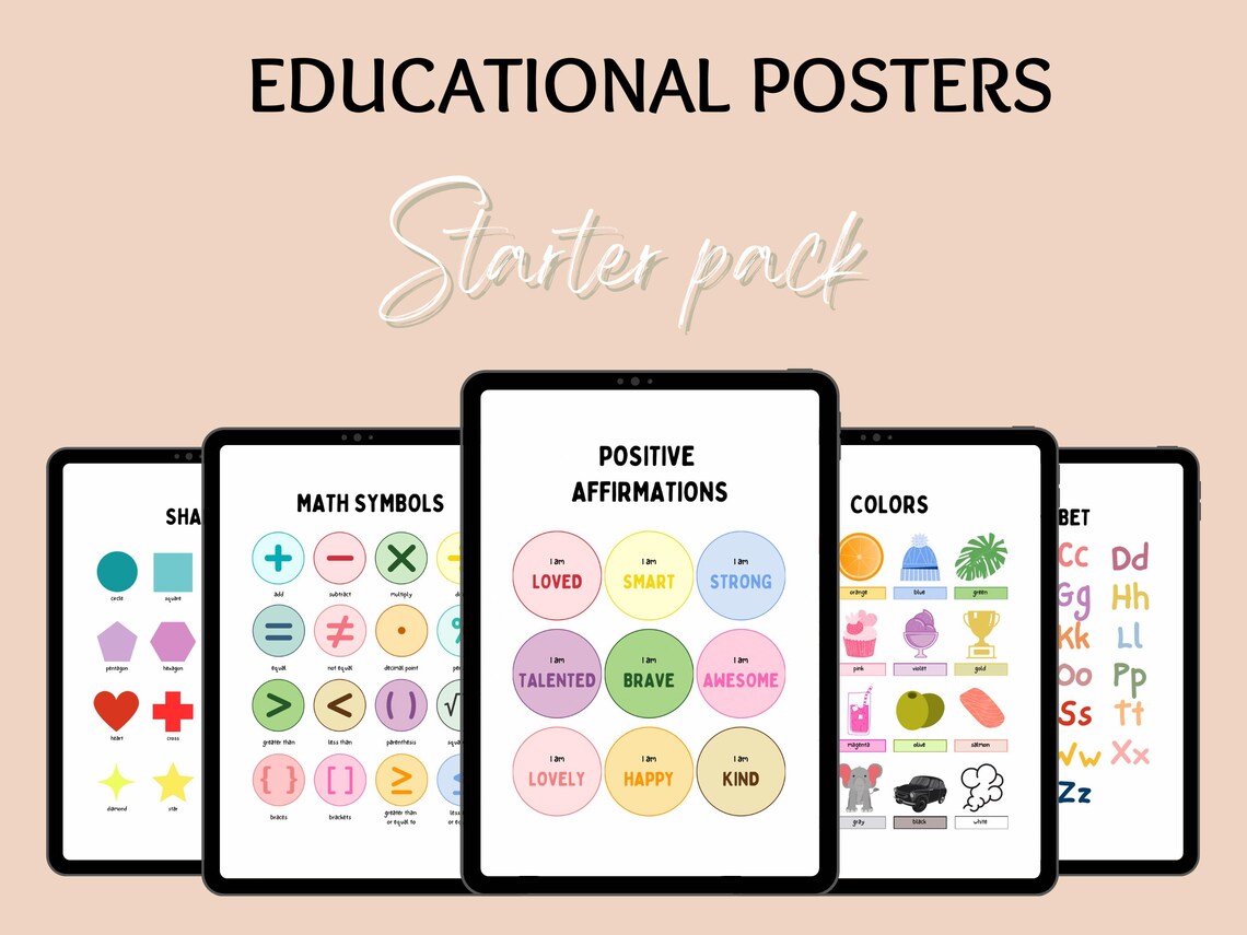 Educational Poster Starter Pack, Rainbow Posters, Homeschooling ...