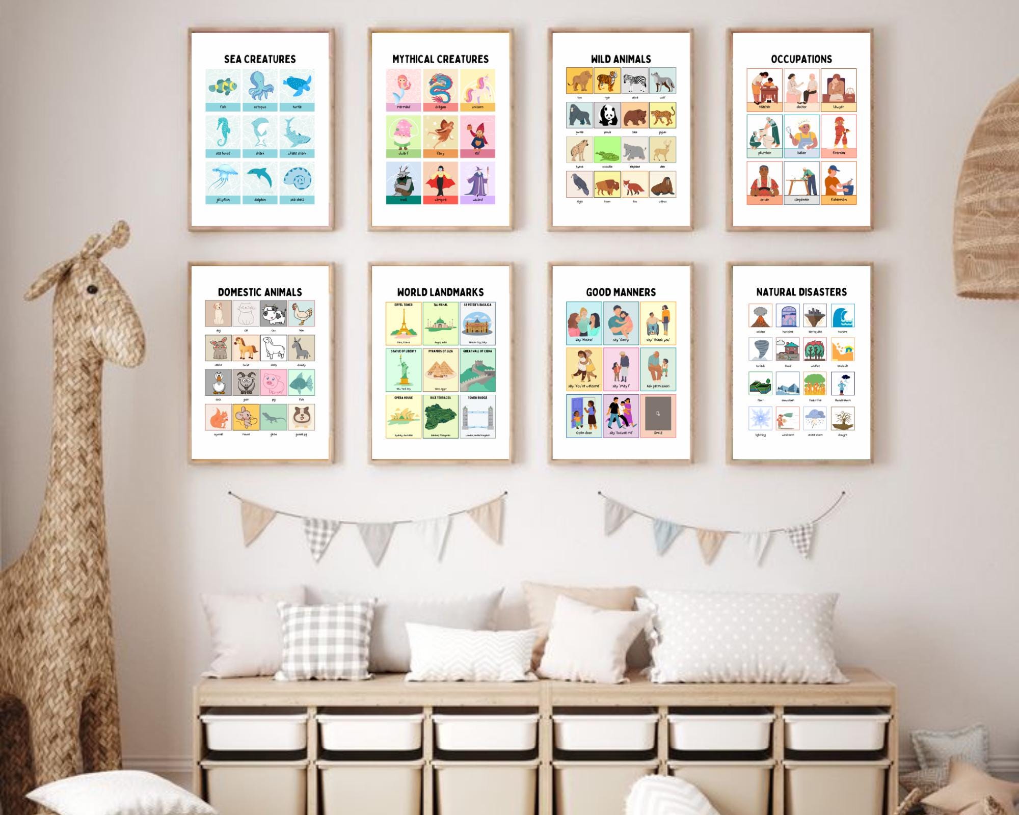 World Landmarks Poster, Educational Wall Art, Back to School ...