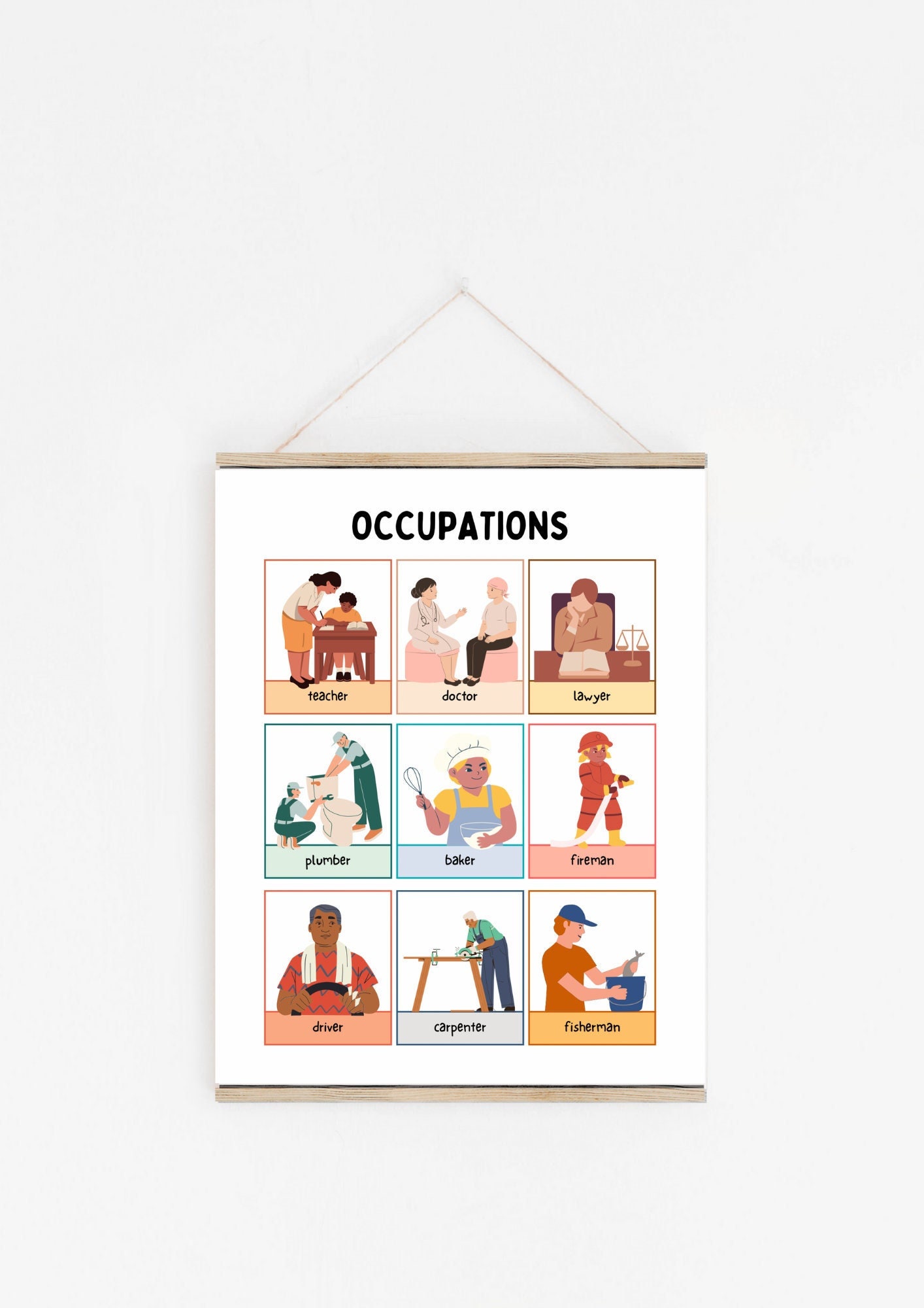 Occupations Poster, Educational Wall Art, Back to School, Homeschool ...